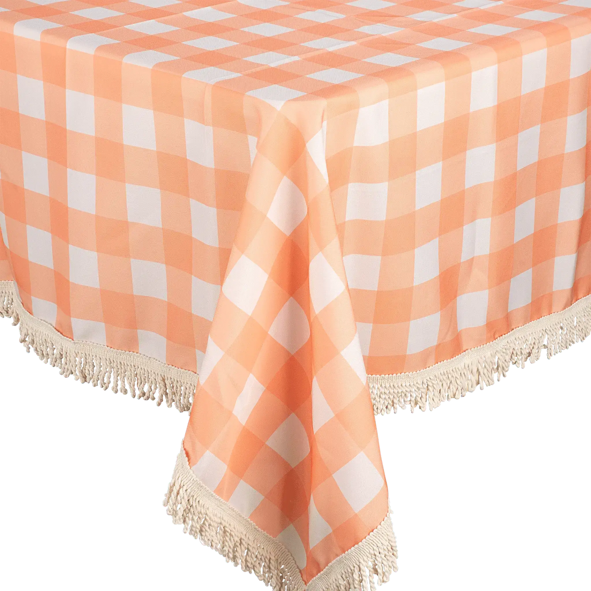 Fringed Tablecloth Apricot Check – Kollab