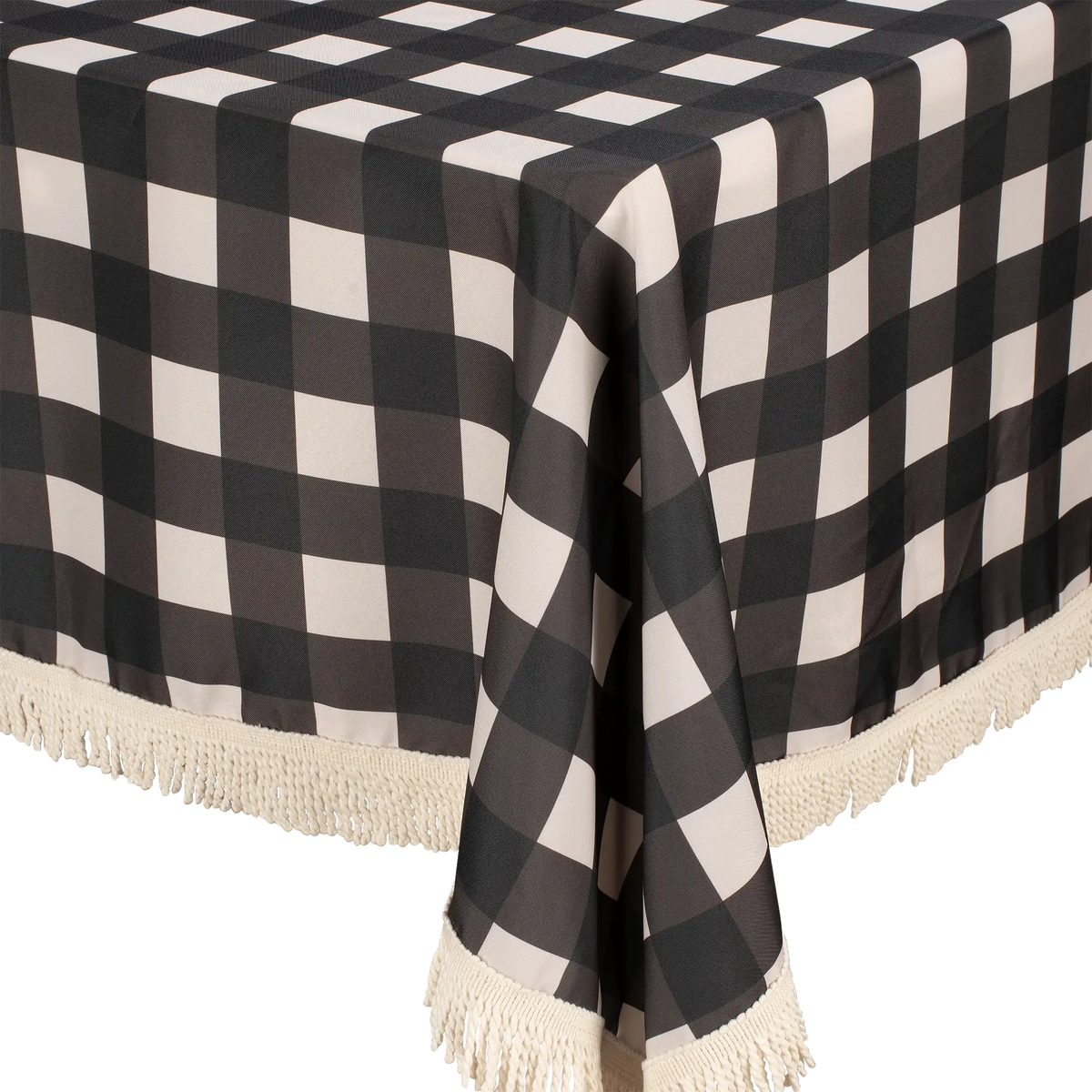 Fringed Tablecloth Black Check – Kollab
